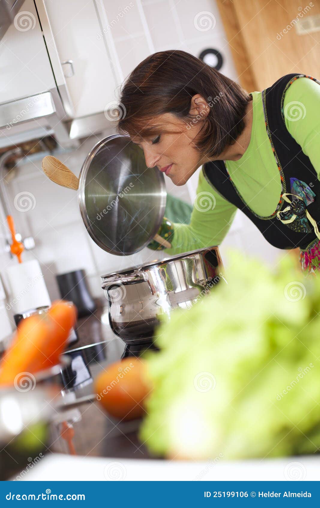 Woman Preparing Food at the Kitchen Stock Photo - Image of food ...