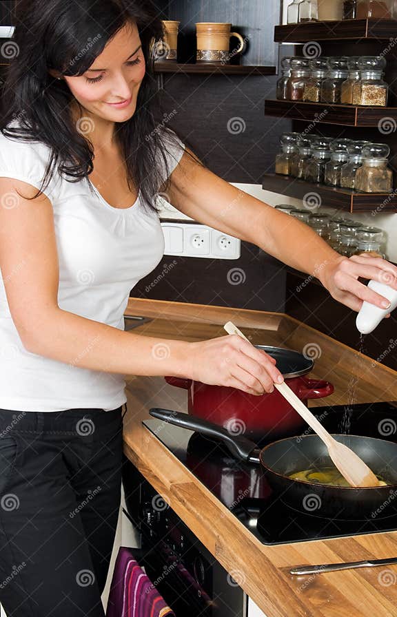 Woman preparing lunch stock photo. Image of flavour, people - 4138466