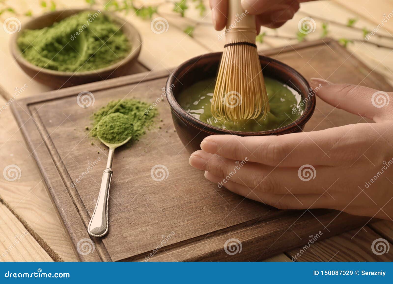 Woman Preparing Matcha Tea, Closeup Stock Image - Image of organic ...