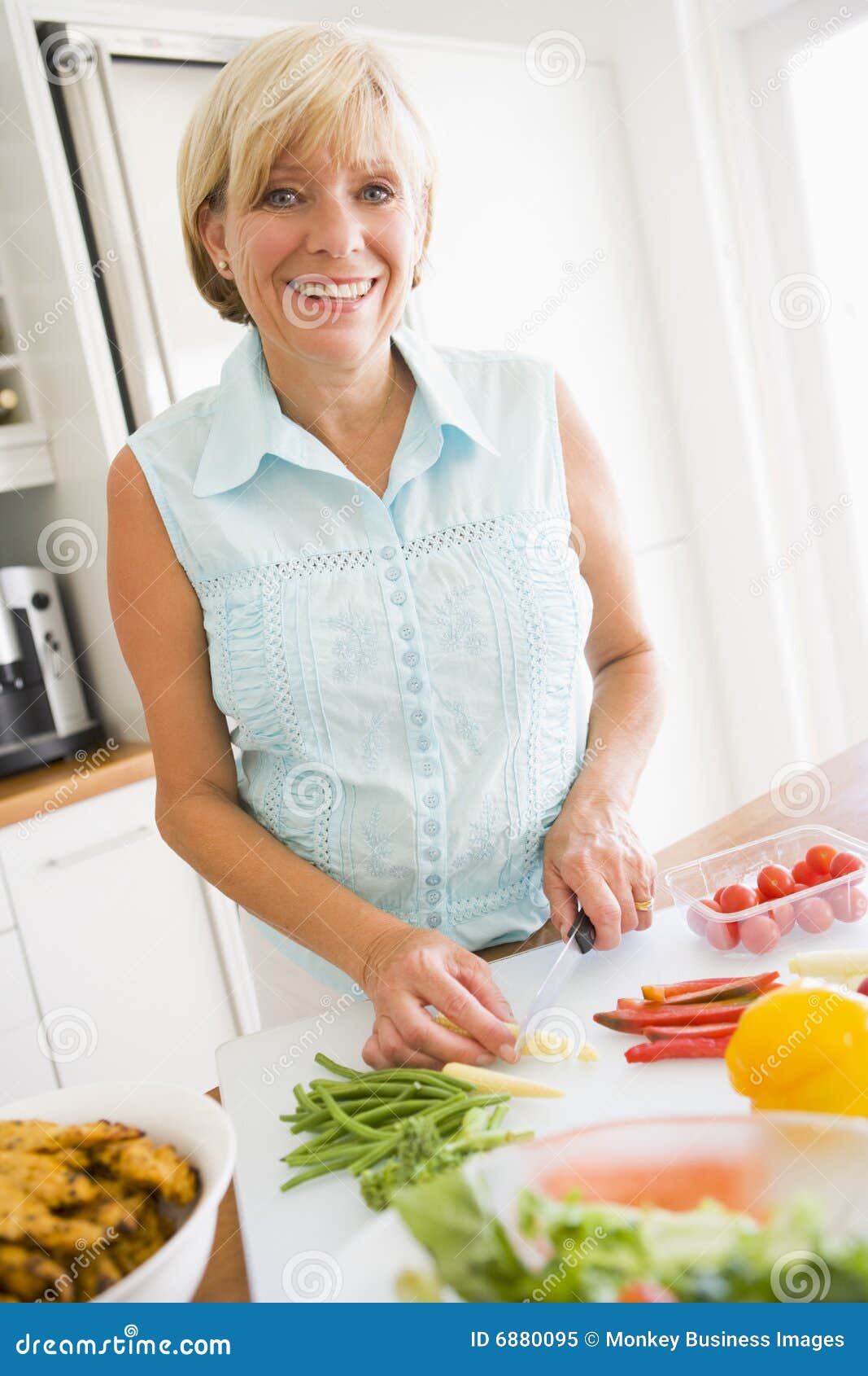 Woman Preparing Meal Mealtime Stock Image Image Of Color Happy 6880095