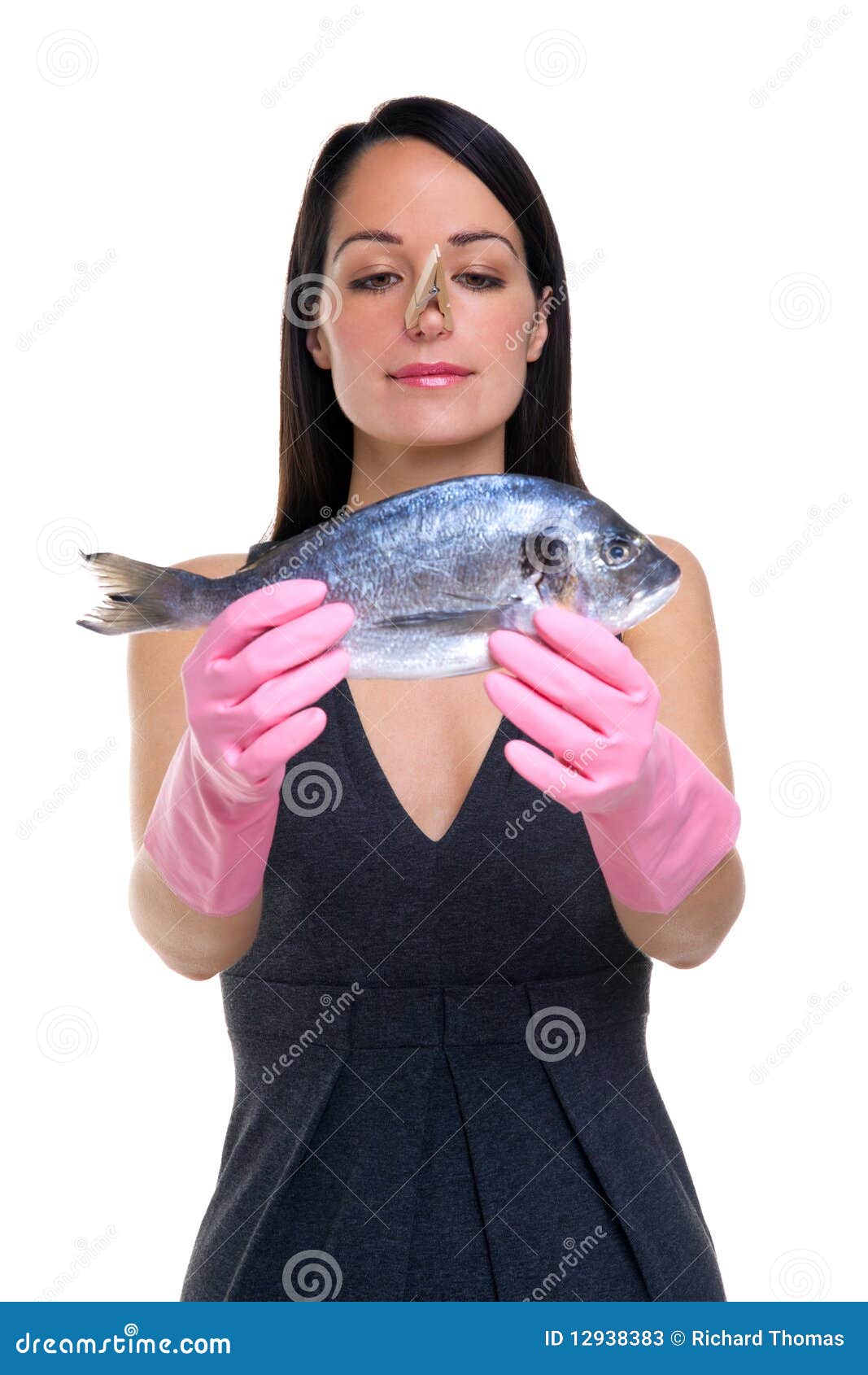 Woman Preparing To Cook Fish Stock Image - Image of catch, dress: 12938383