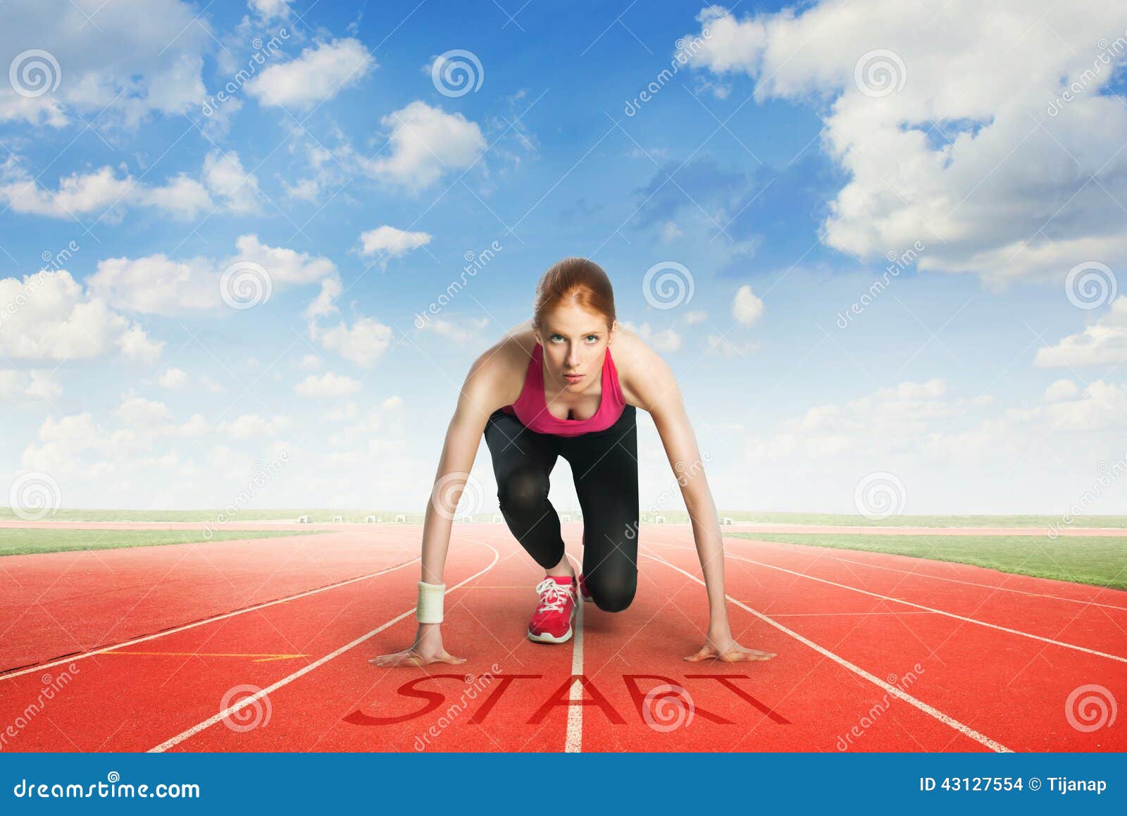 Woman preparing to run stock photo. Image of race, cross - 43127554