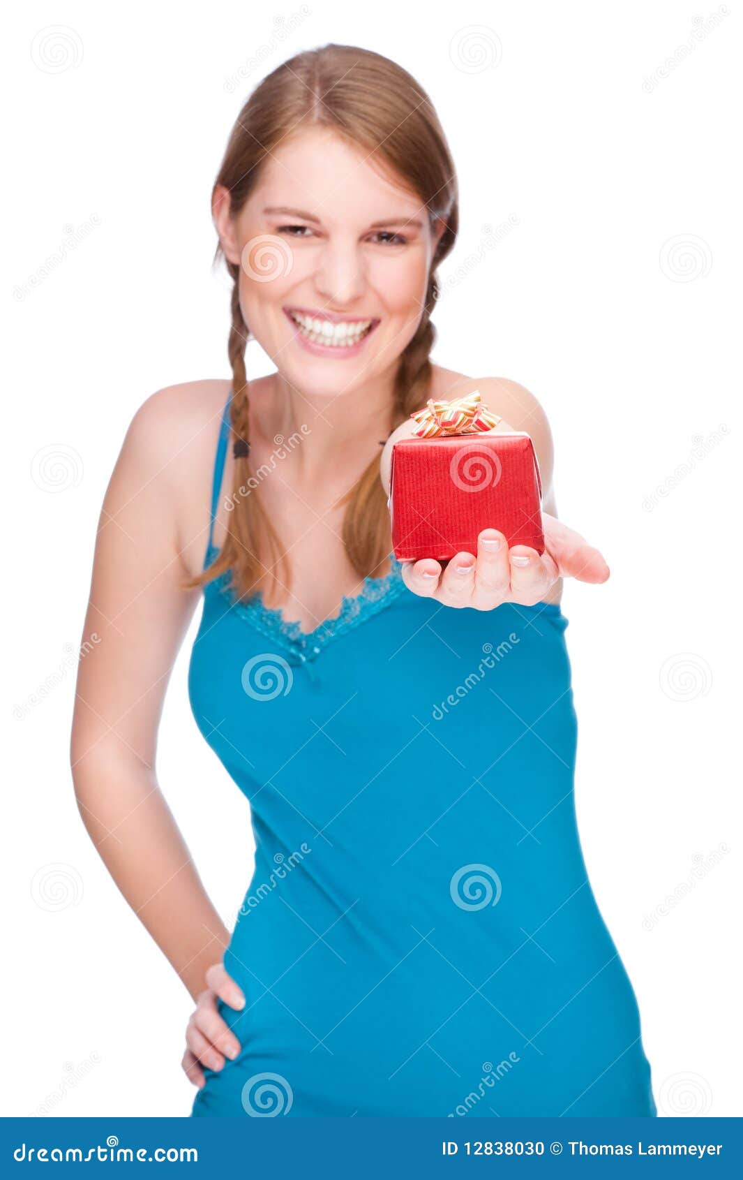 Woman with present stock photo. Image of birthday, caucasian - 12838030