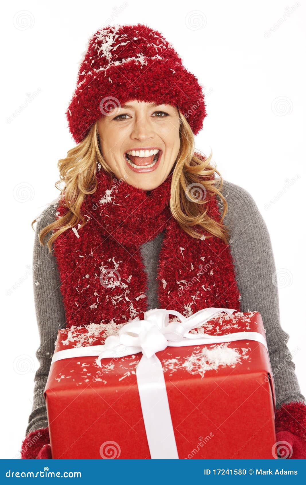 Woman with a present stock photo. Image of ribbon, birthday - 17241580