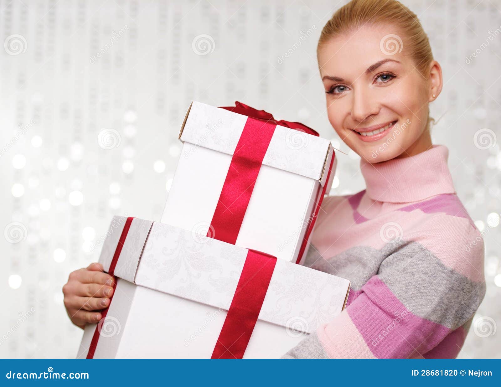 Woman with a present stock photo. Image of holding, beautiful - 28681820