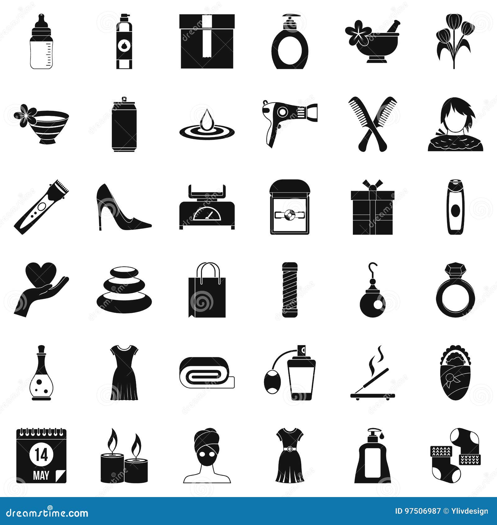 Woman Present Icons Set, Simple Style Stock Vector - Illustration of ...