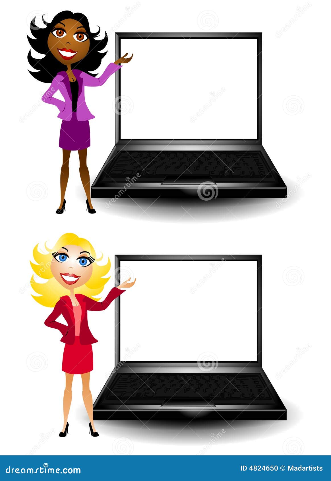 Woman Presenters With Laptops Royalty-Free Cartoon | CartoonDealer.com ...