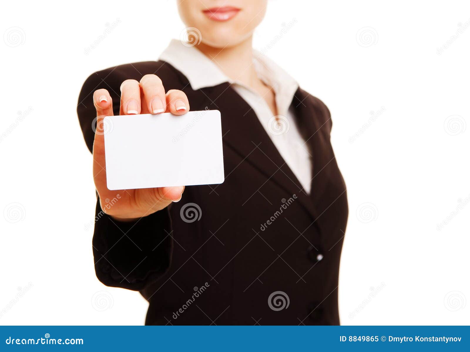 Woman Presenting Business Card Stock Image - Image of business ...