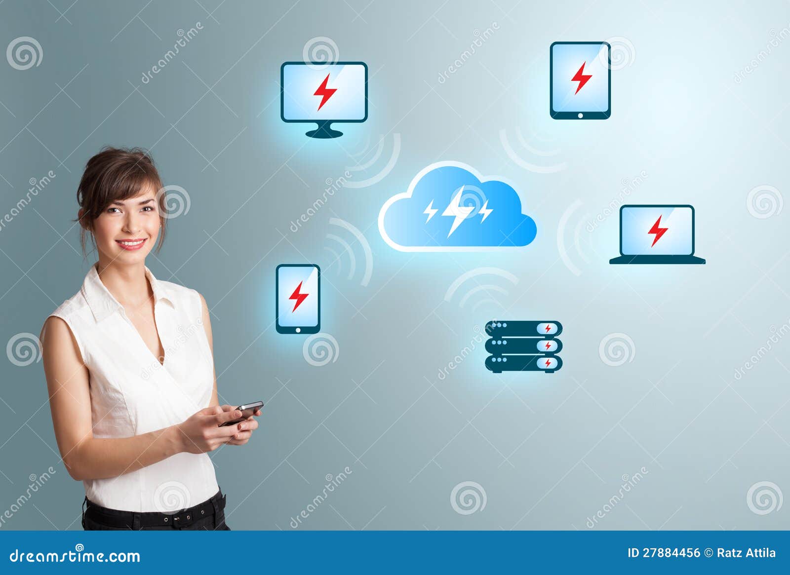 Woman Presenting Cloud Computing Net Stock Photo - Image of object ...