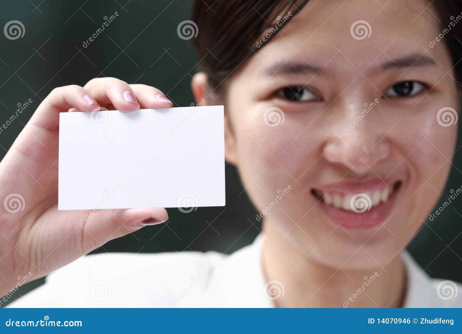 Woman Presenting Her Business Card Stock Photo - Image of asian ...