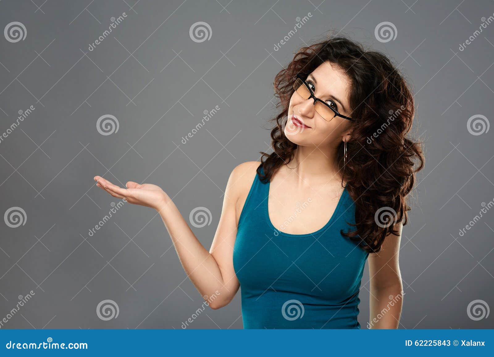 Woman Presenting an Invisible Product Stock Image - Image of present ...