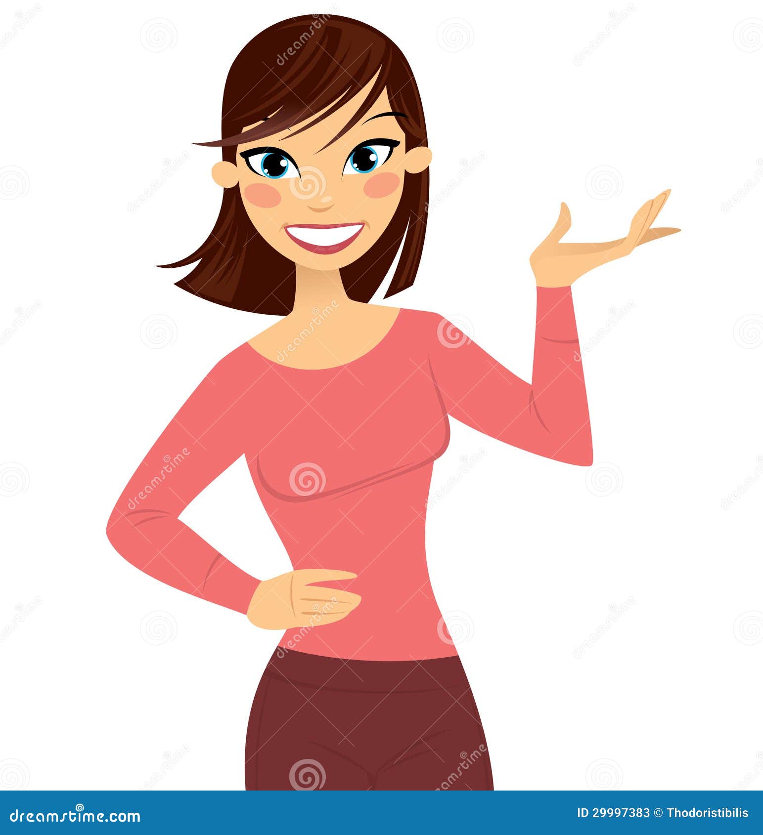 Woman Presenting Data On A Screen With Mountain Image Placeholder ...