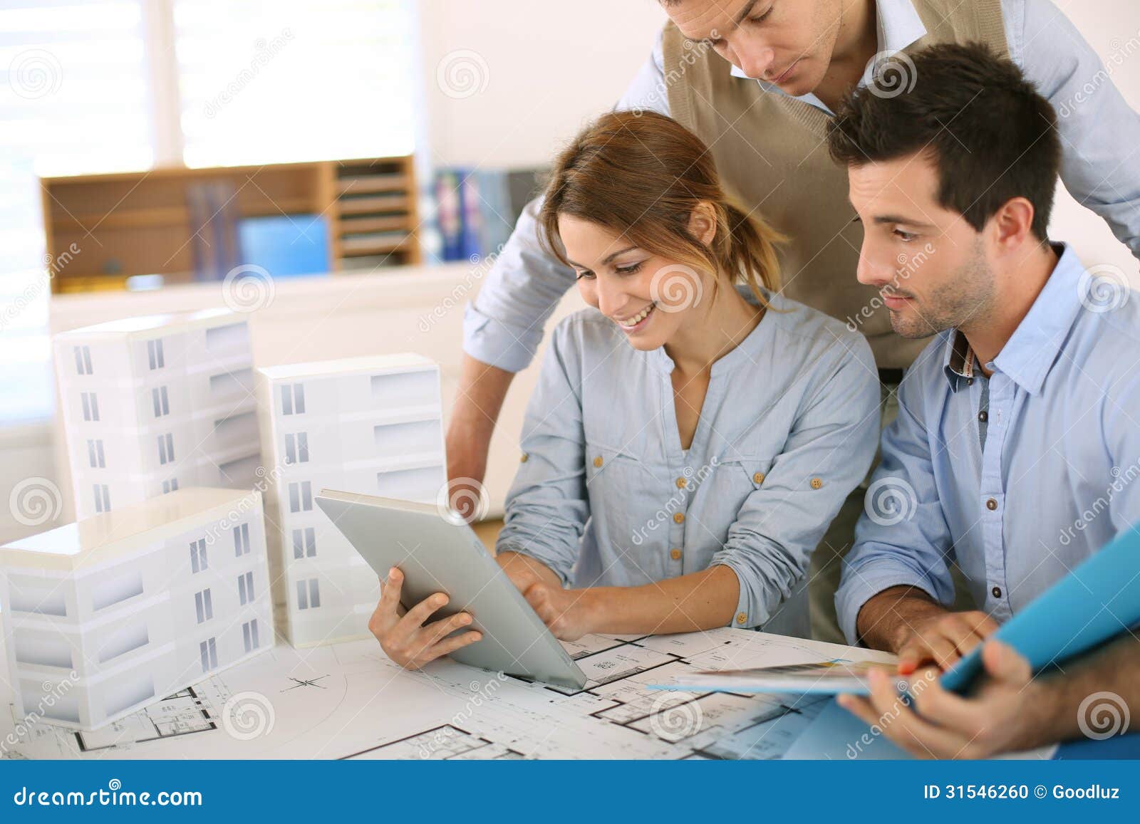 Woman Presenting Project To Architects Stock Photo - Image of project ...