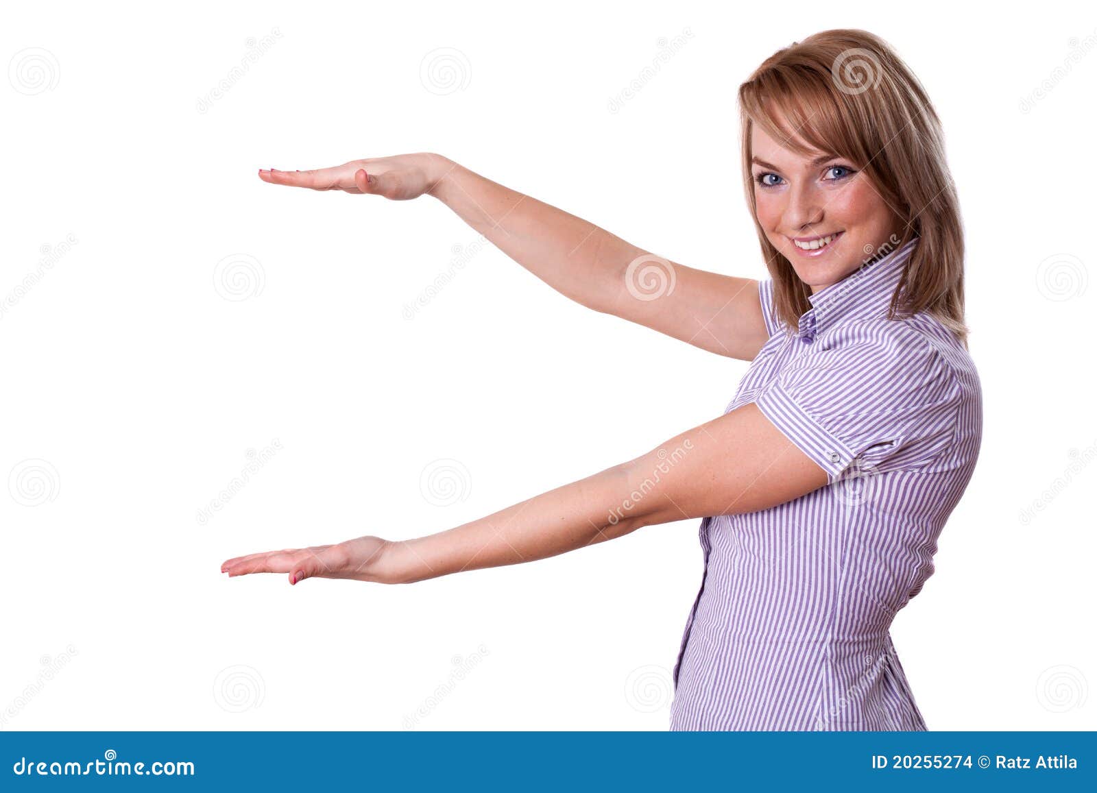 Woman Presenting Something on Empty Palm Stock Photo - Image of ...