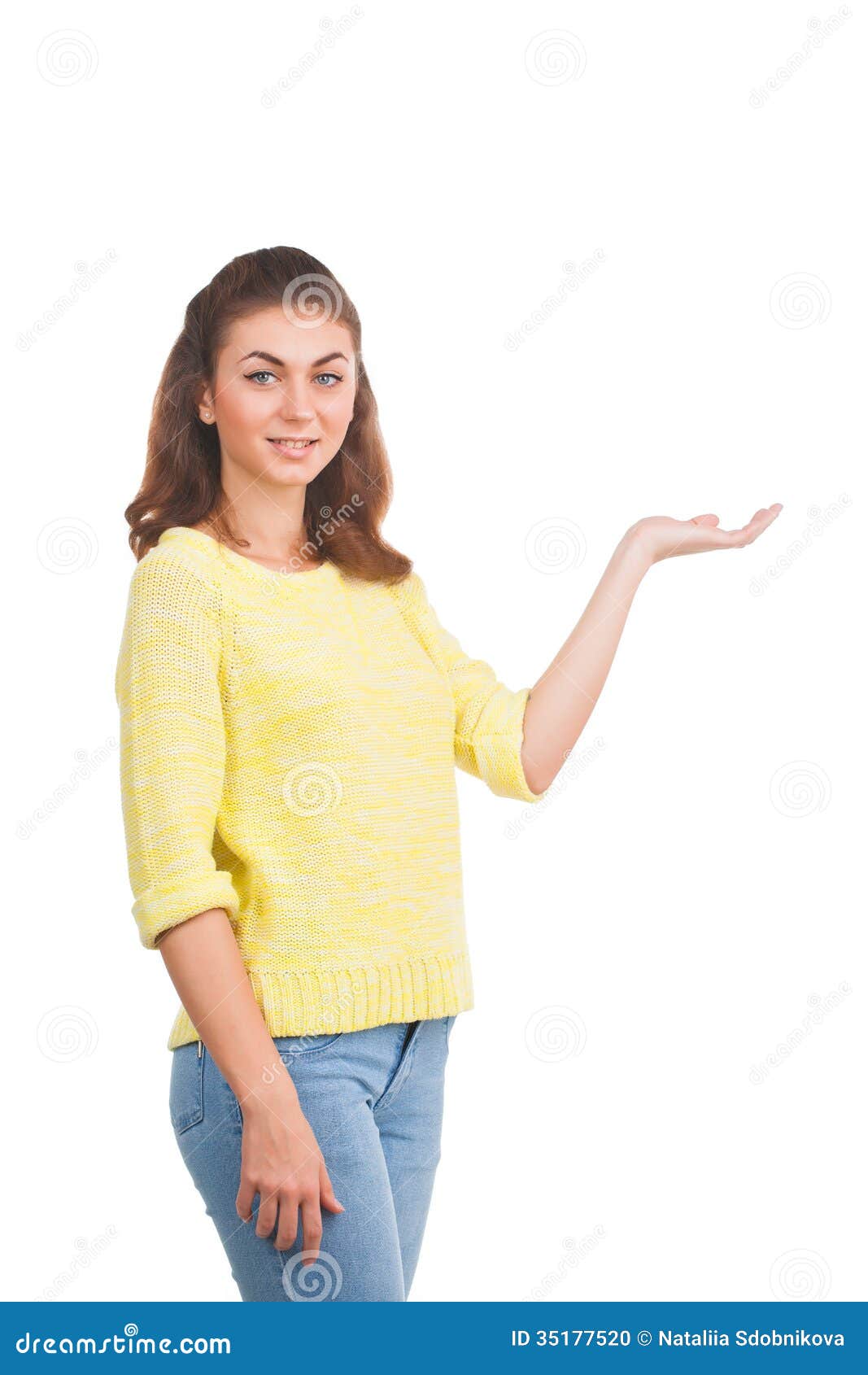 Woman presenting something stock photo. Image of employee - 35177520