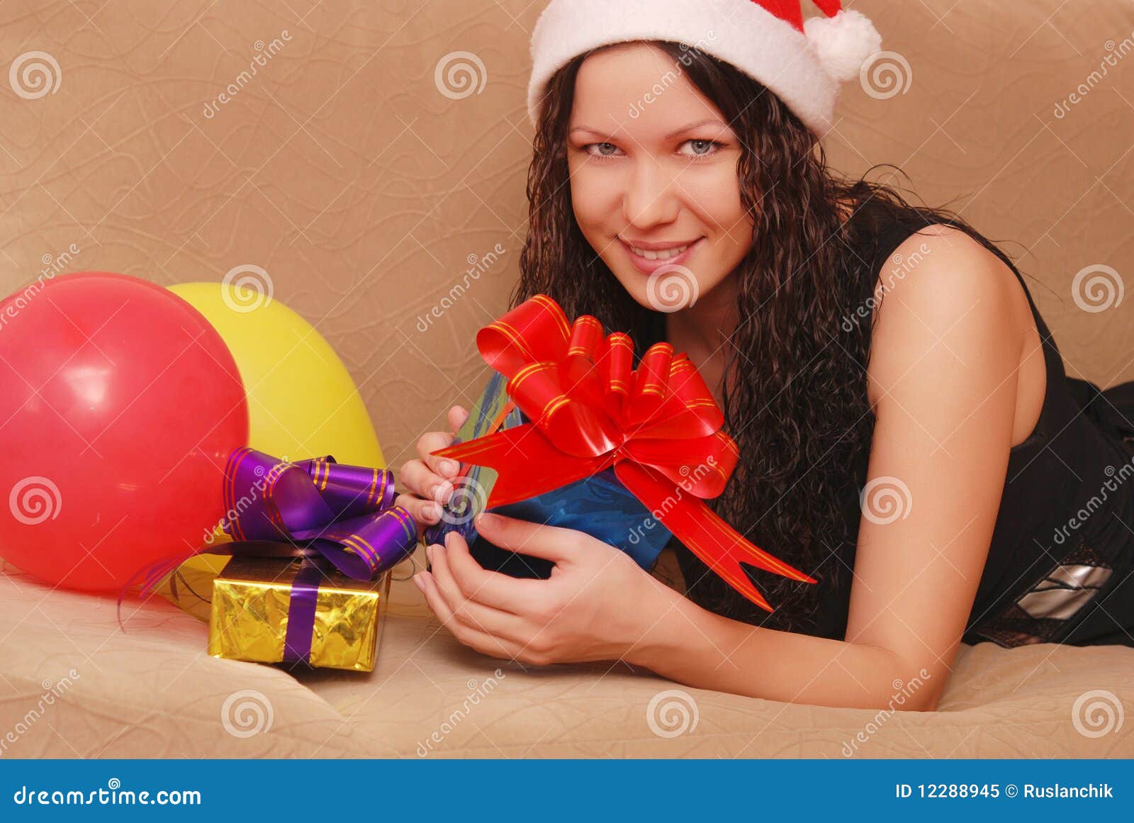 Woman with presents stock image. Image of girl, emotion - 12288945