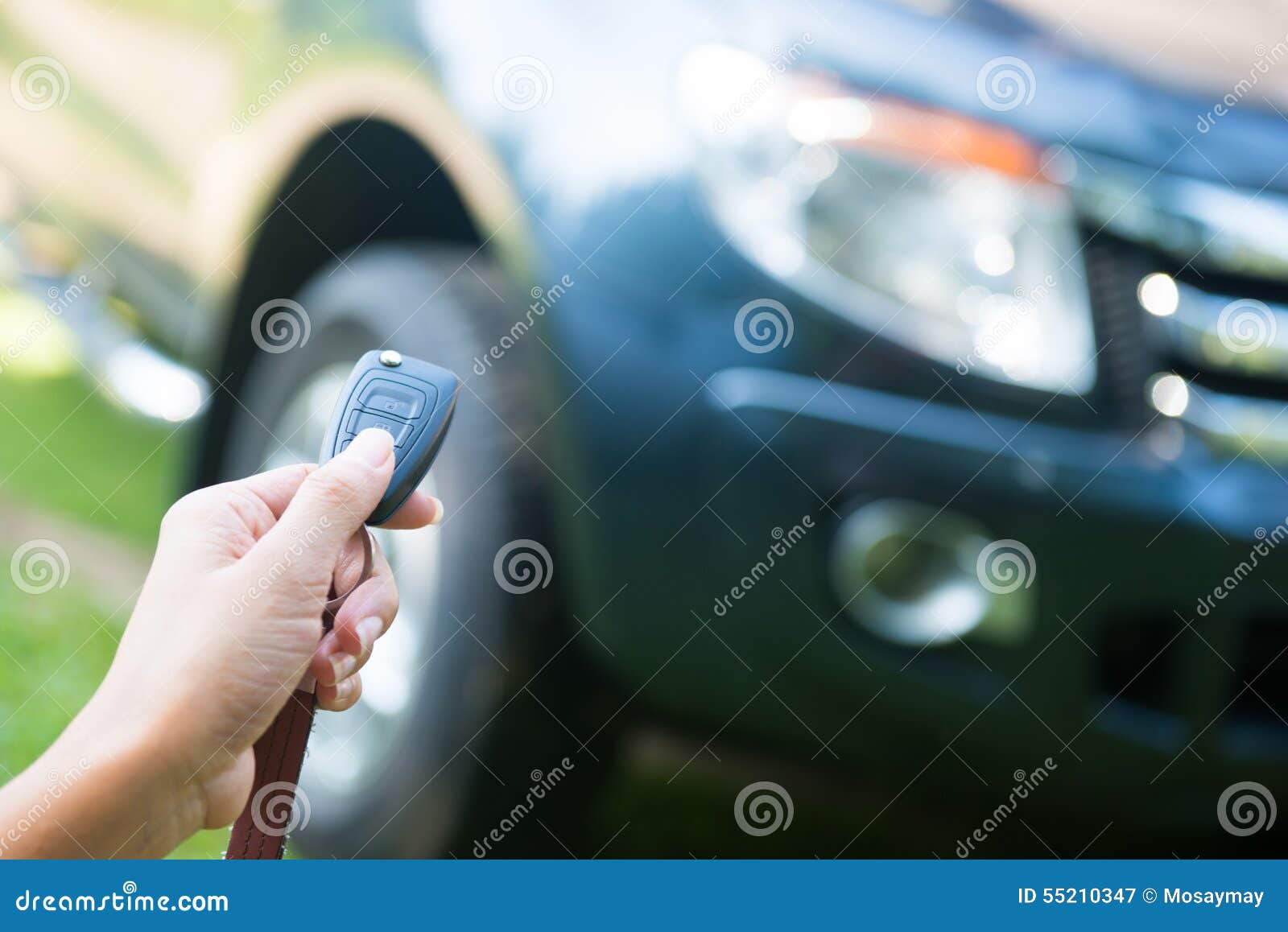 Woman Pressed on the Remote To Open the Car Stock Image - Image of ...