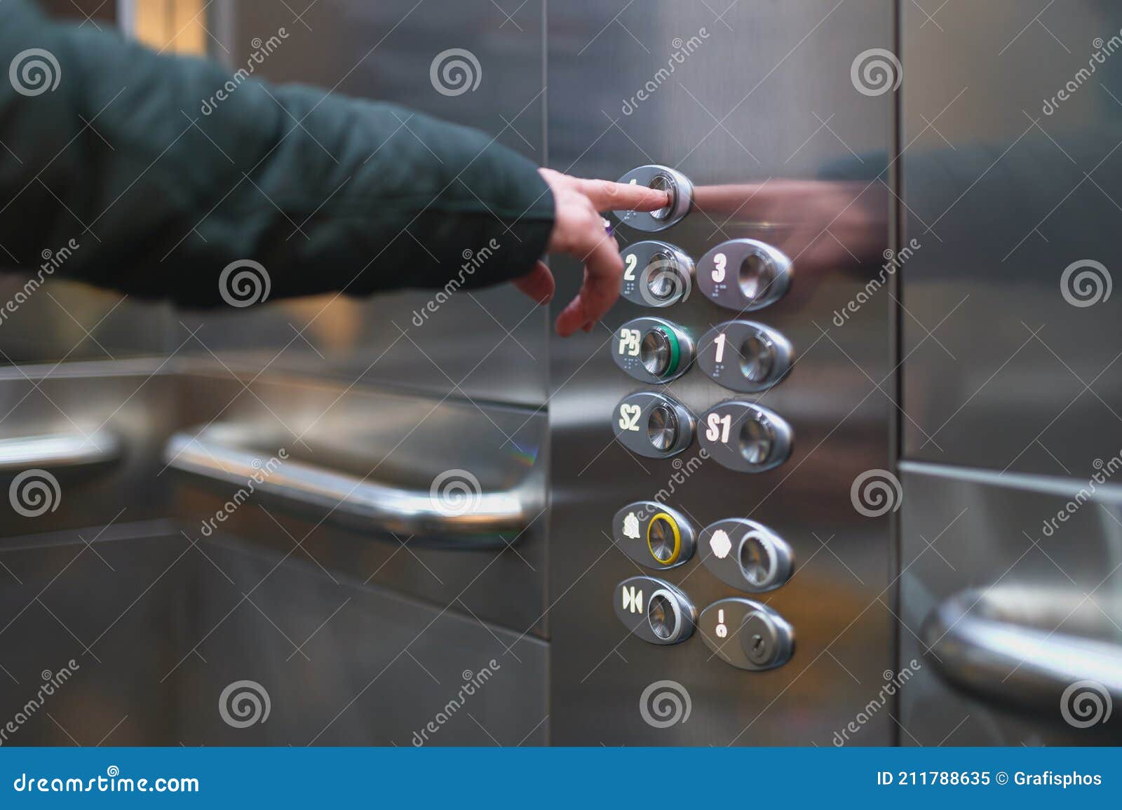 Woman Pressing a Button on an Elevator To Go To a Floor Stock Image ...