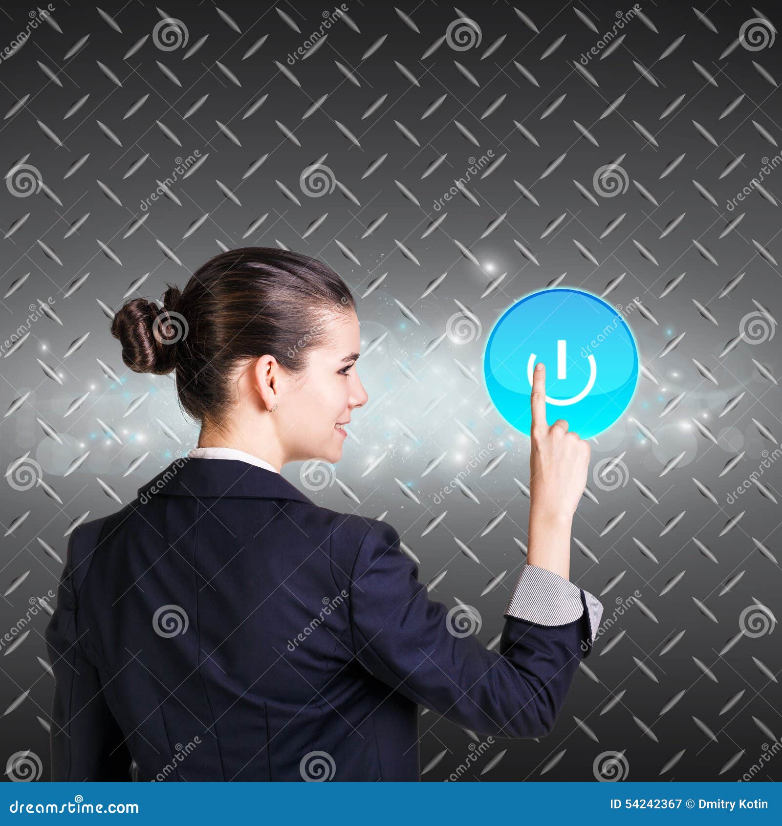 Woman Pressing Digital Button Stock Image - Image of choosing, effect ...