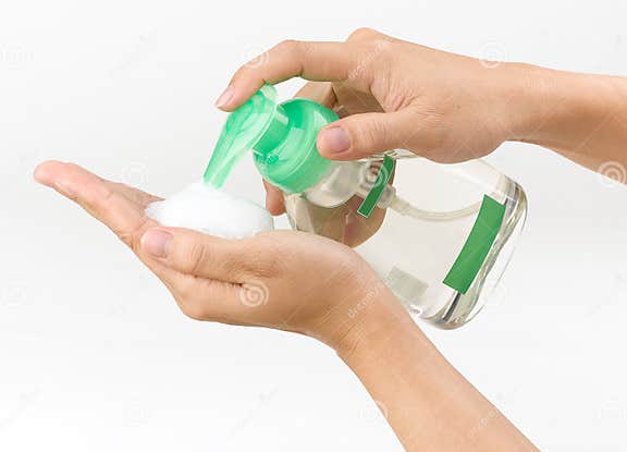Woman pressing liquid soap stock photo. Image of hygiene - 24710850