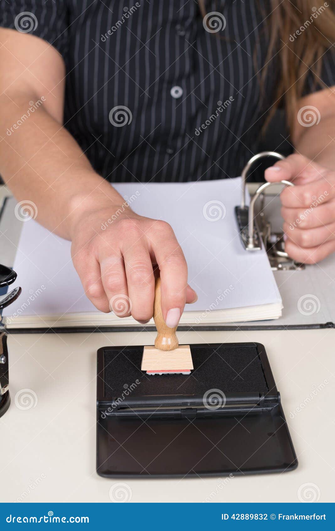 Woman Pressing Stamp Stamp Pad Stock Photos - Free & Royalty-Free Stock ...