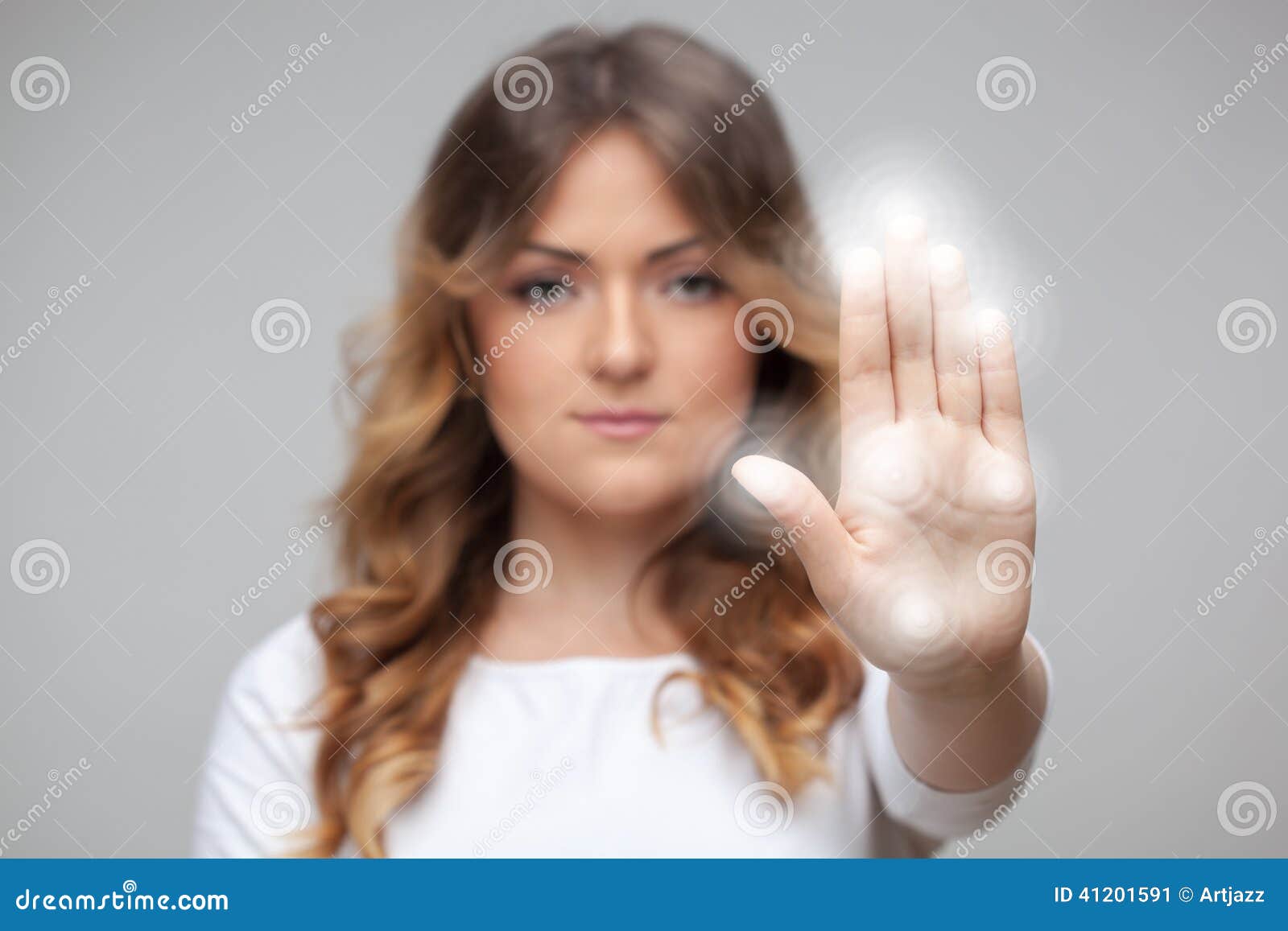 Woman Pressing Touchscreen Button Stock Image - Image of button, human ...