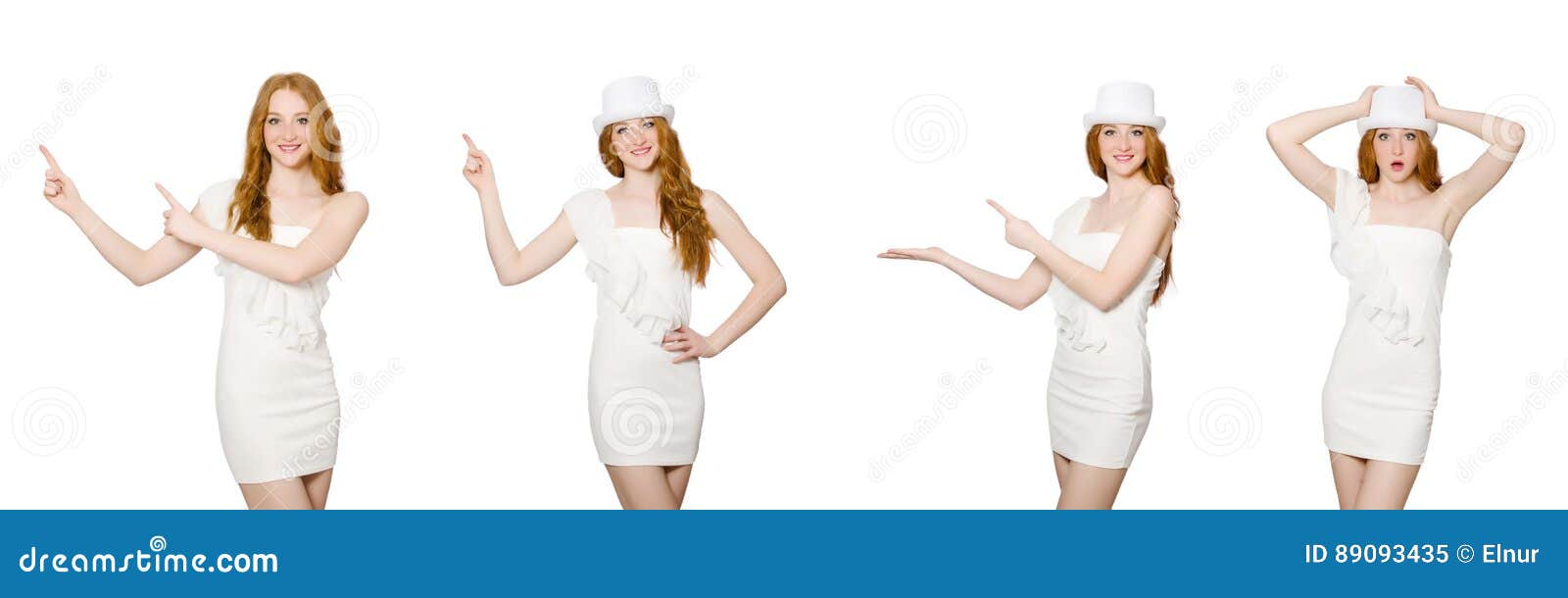 The Woman Pressing Virtual Button Isolated on White Stock Image - Image ...