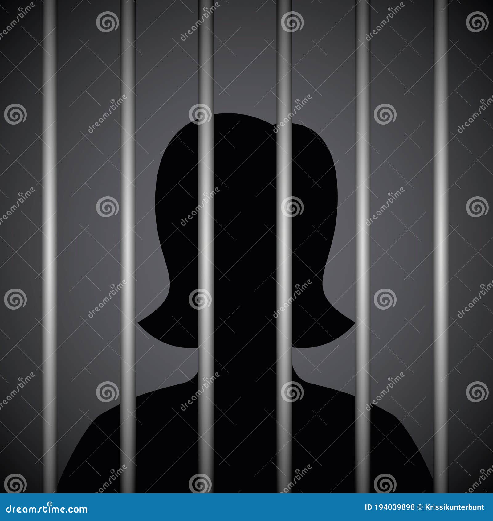 Woman In A Prison Behind Jail Bars Silhouette Stock Vector Illustration Of Imprisoned