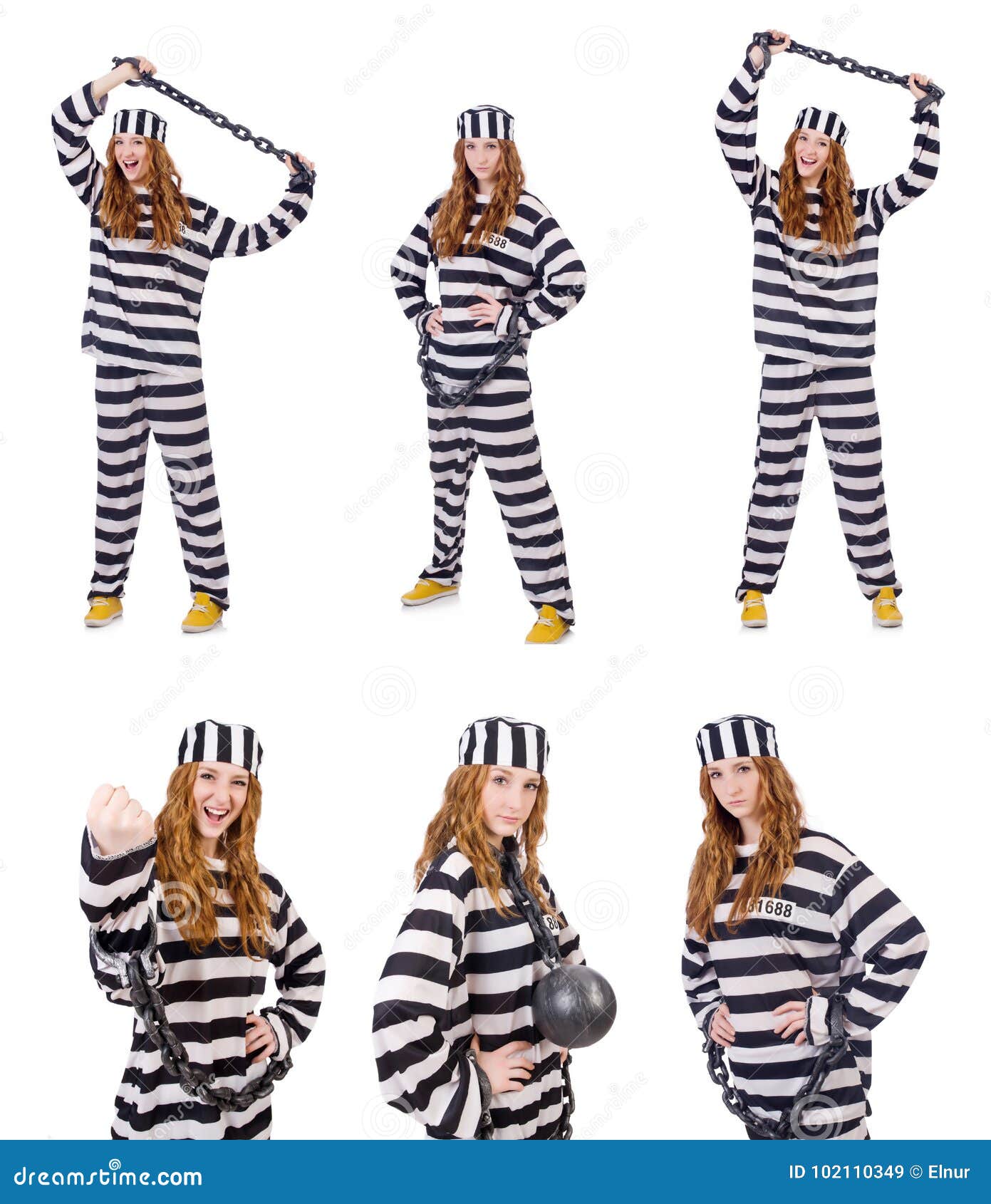 The Woman Prisoner Isolated on White Stock Image - Image of crime ...