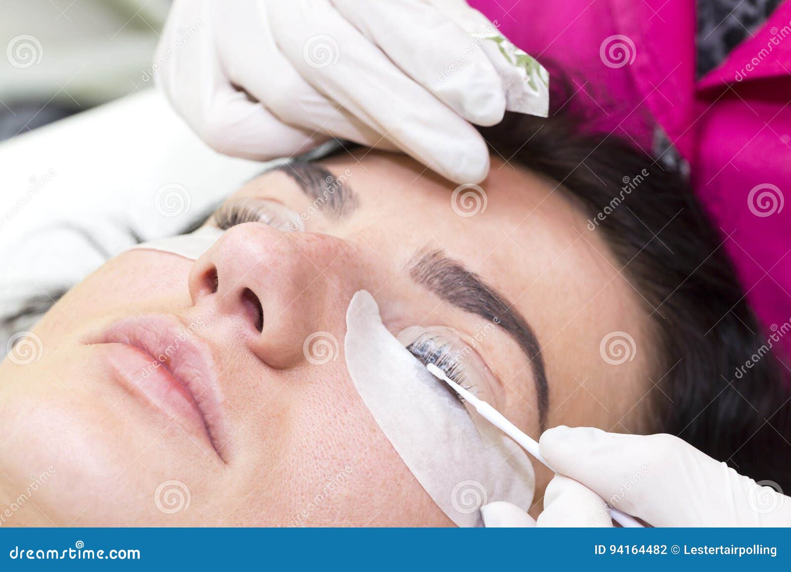 Woman on the Procedure for Eyelash Extensions Stock Photo - Image of ...