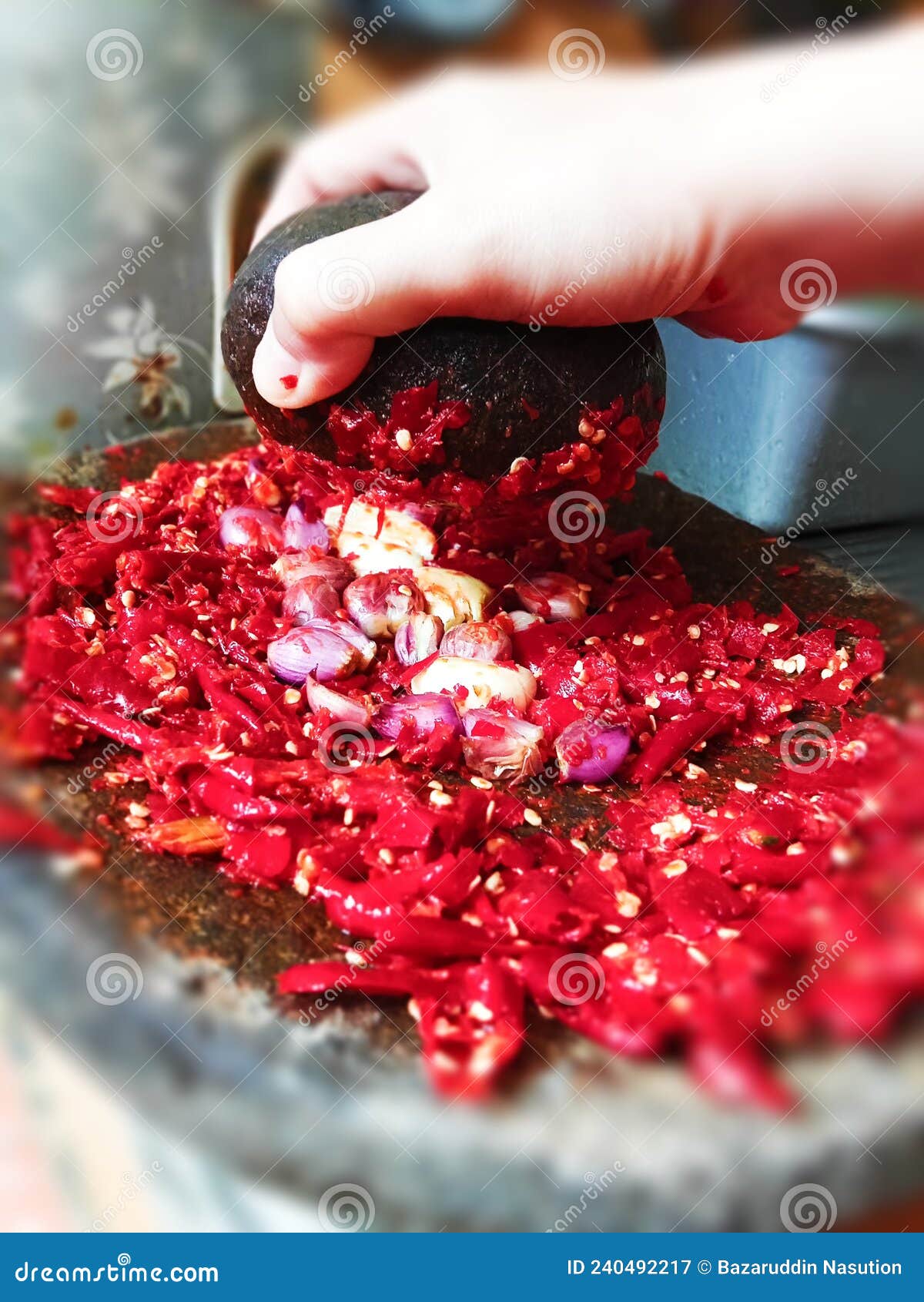 A Woman is Processing Traditional Cooking Spices Stock Image - Image of ...