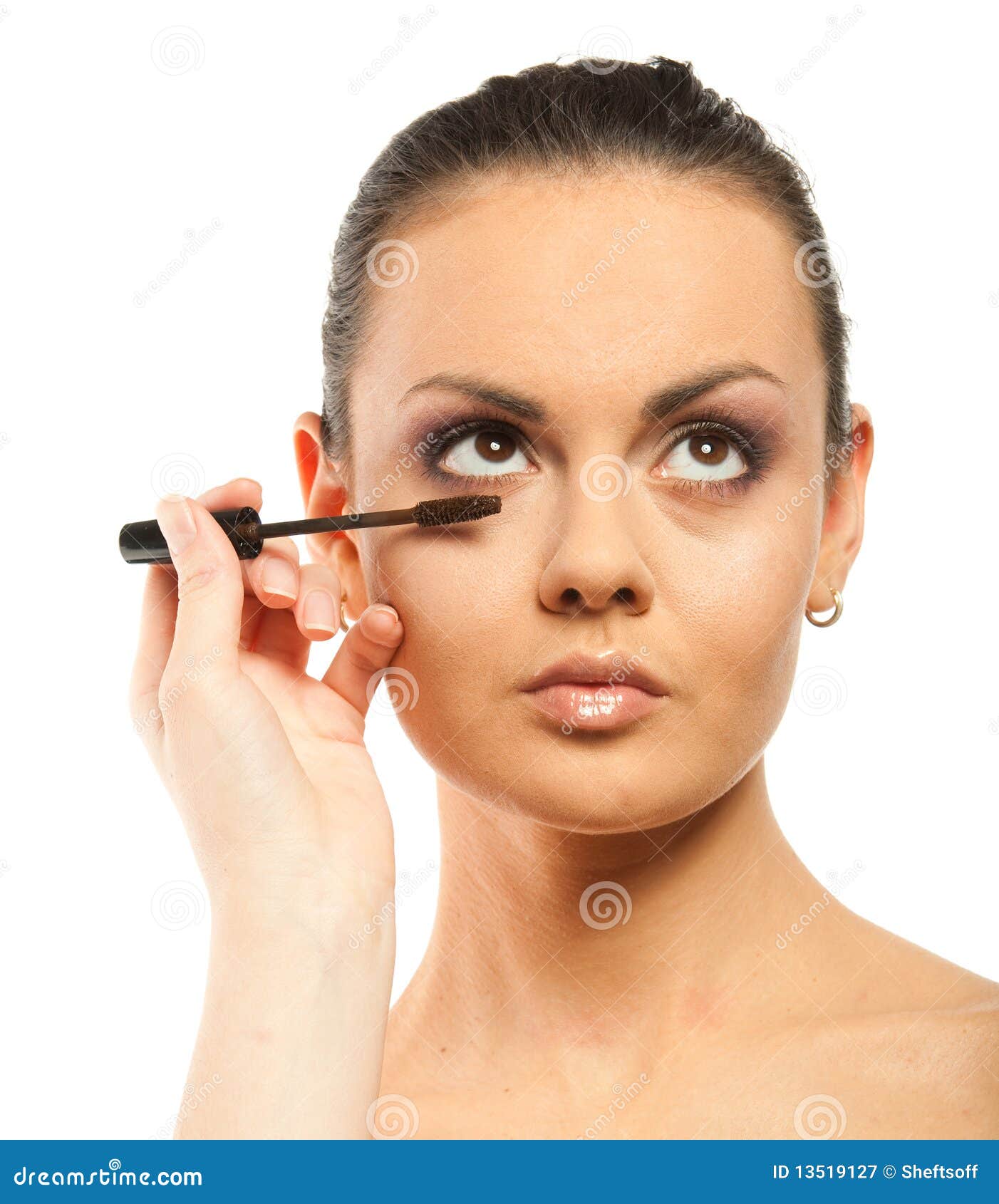 Woman with Professional Makeup Stock Image - Image of white, face: 13519127