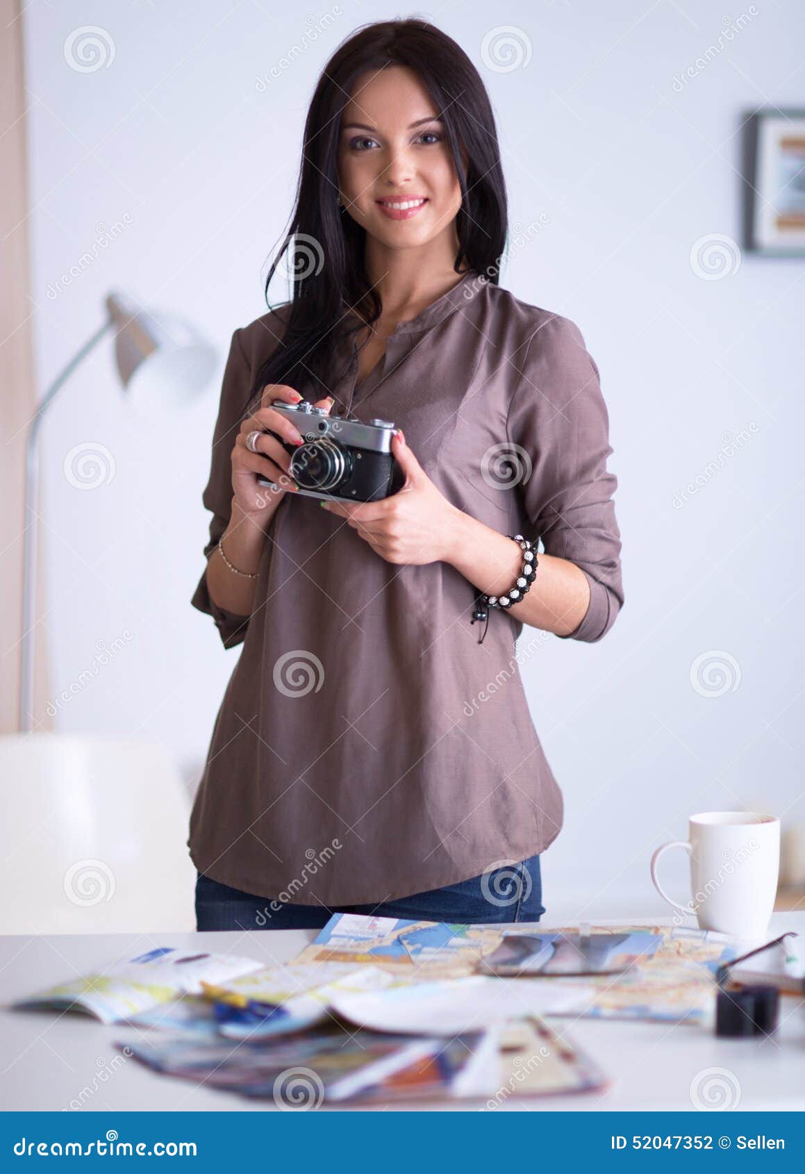 Woman is a Proffessional Photographer with Camera Stock Photo - Image ...