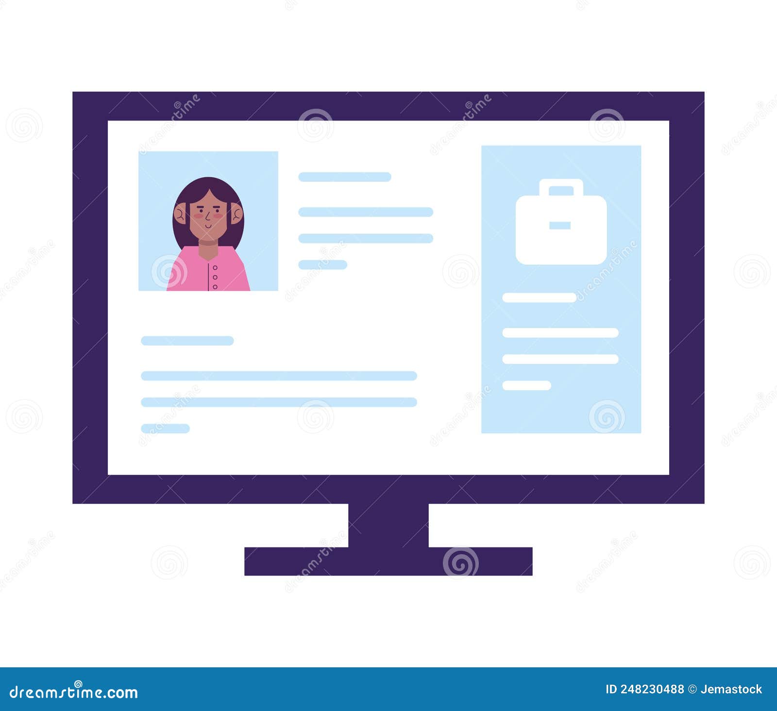 Woman Profile Account in Desktop Stock Vector - Illustration of ...