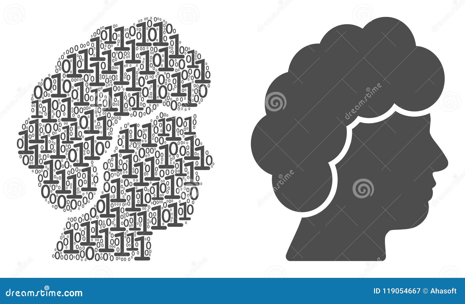 Woman Profile Composition of Binary Digits Stock Vector - Illustration ...