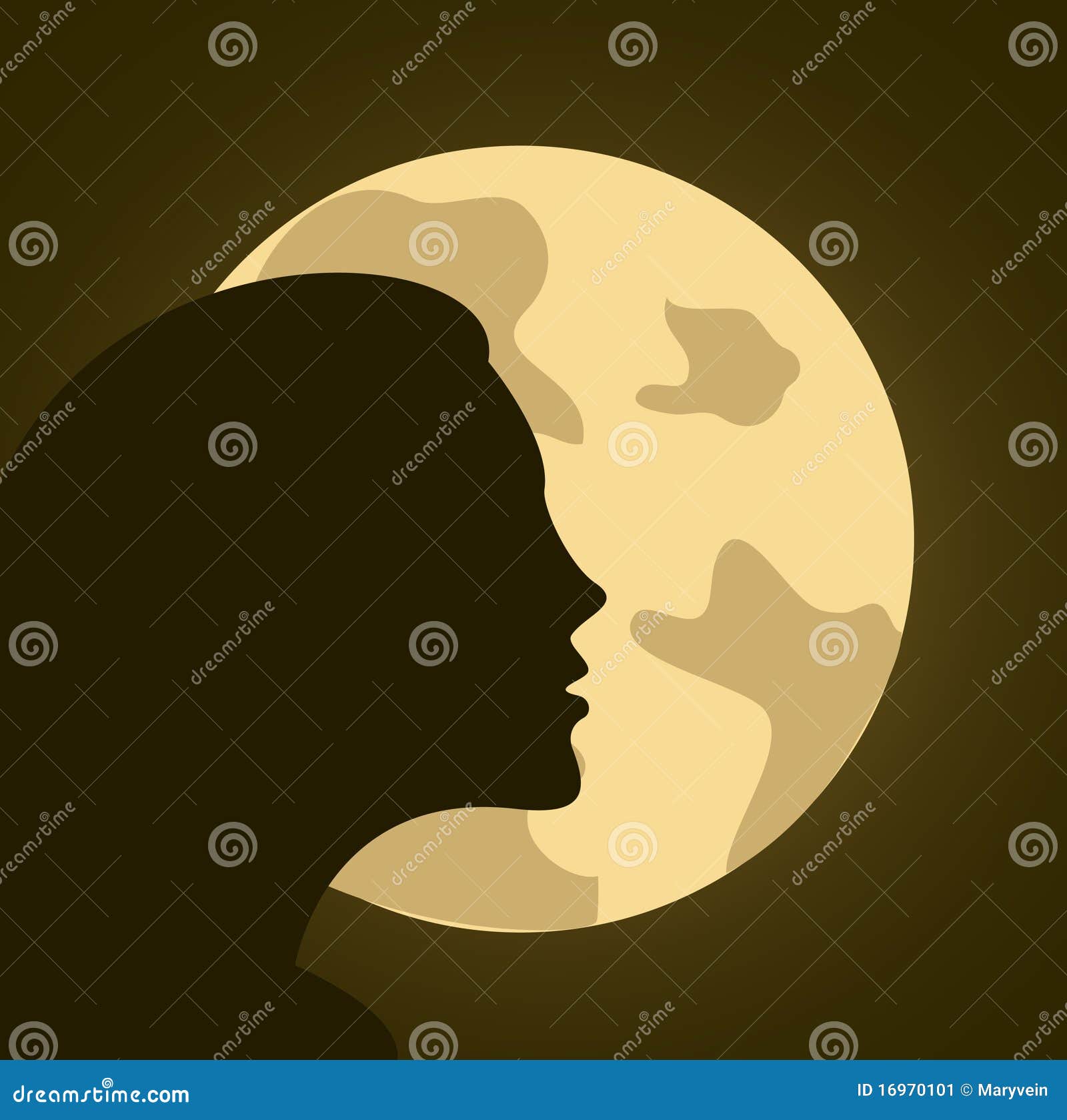 Woman profile and moon stock vector. Illustration of pretty - 16970101