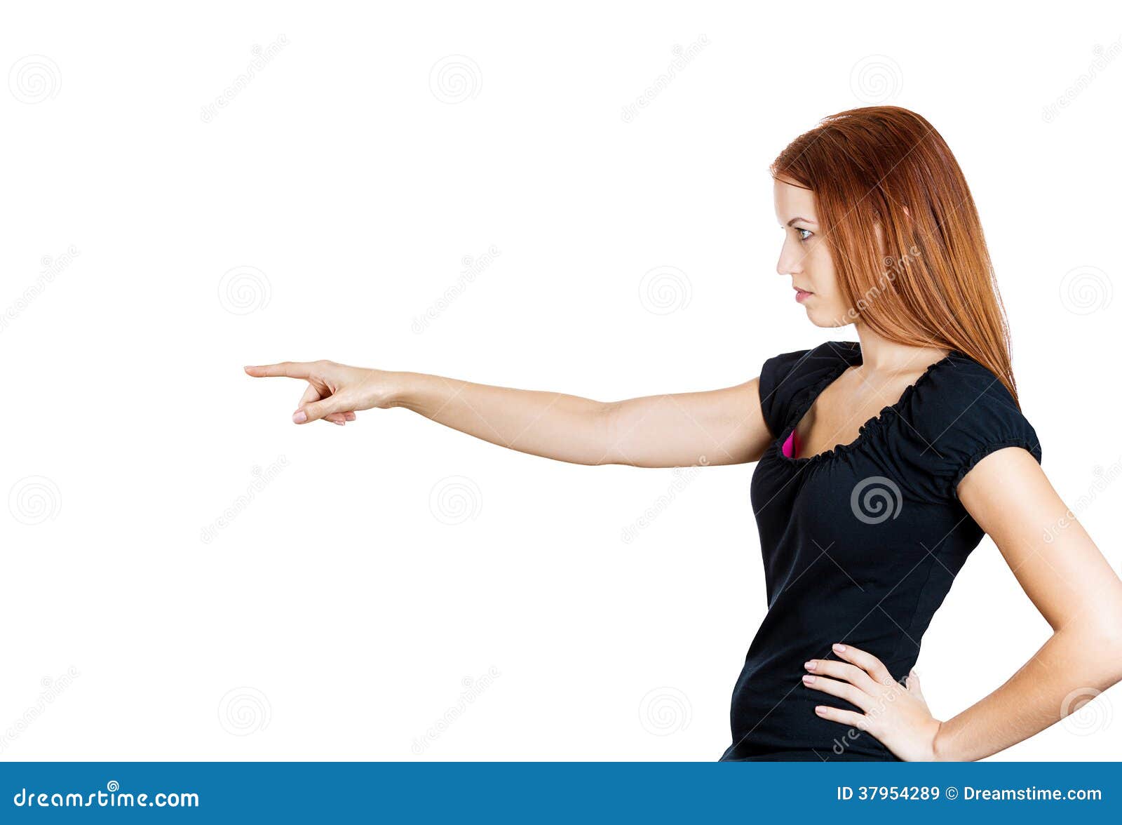 Woman in profile pointing stock image. Image of boss - 37954289
