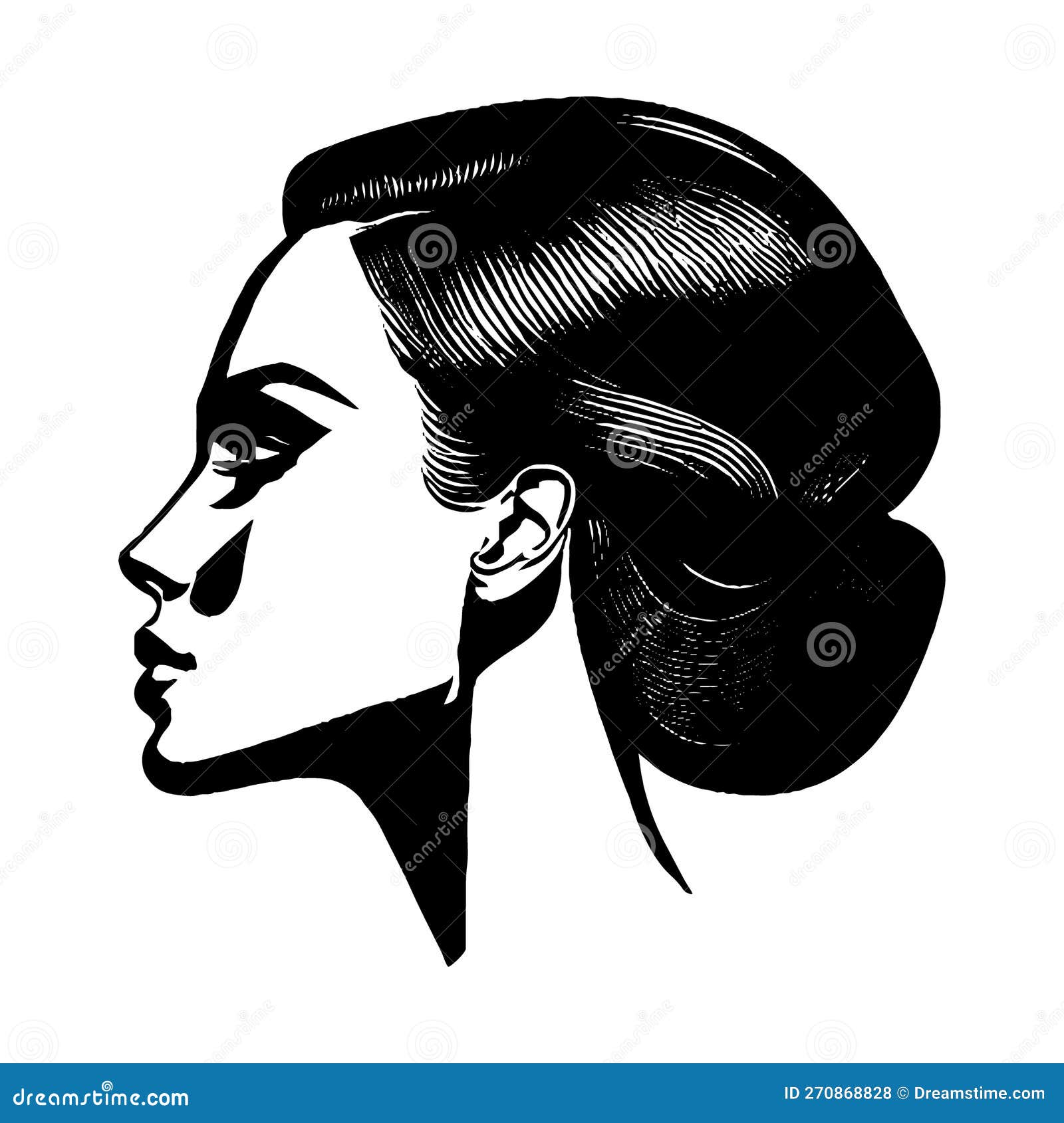 Woman in profile, vector stock vector. Illustration of head - 270868828