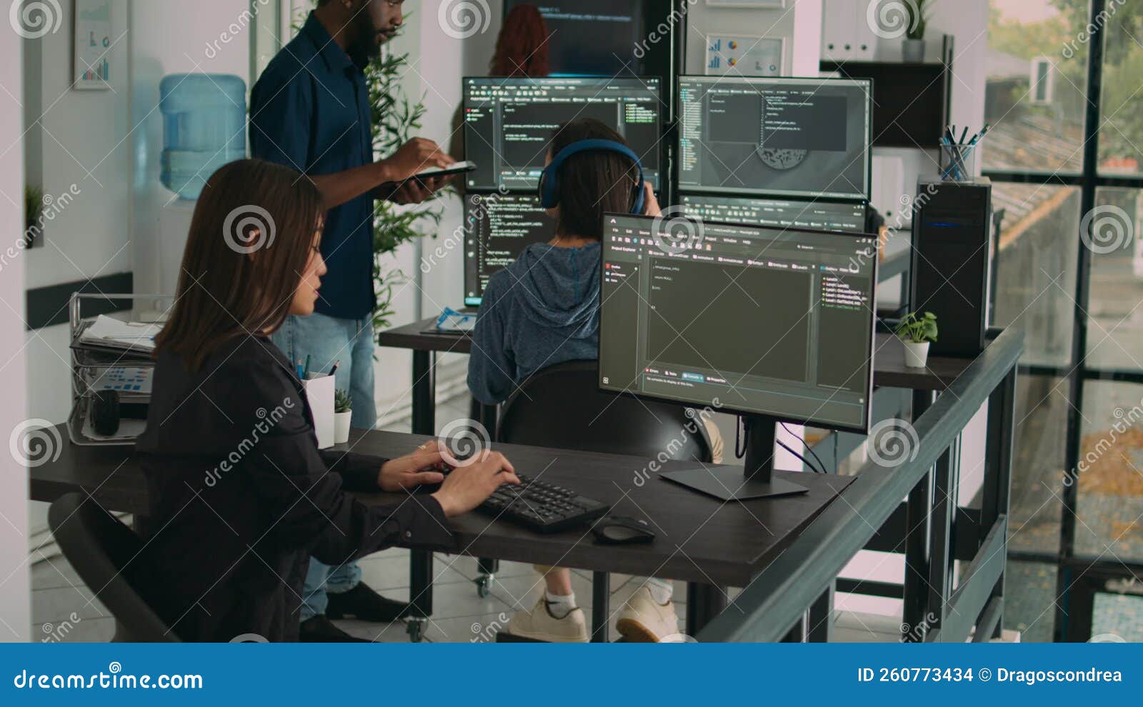 Woman Programer Typing Source Code On Computer Keyboard Stock Footage