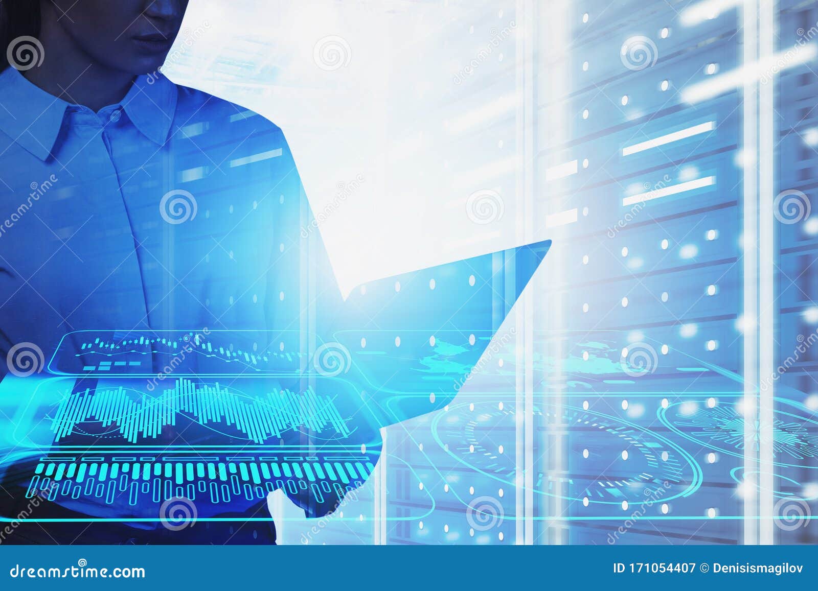 Woman Programmer in Data Center, GUI Stock Image - Image of interface ...