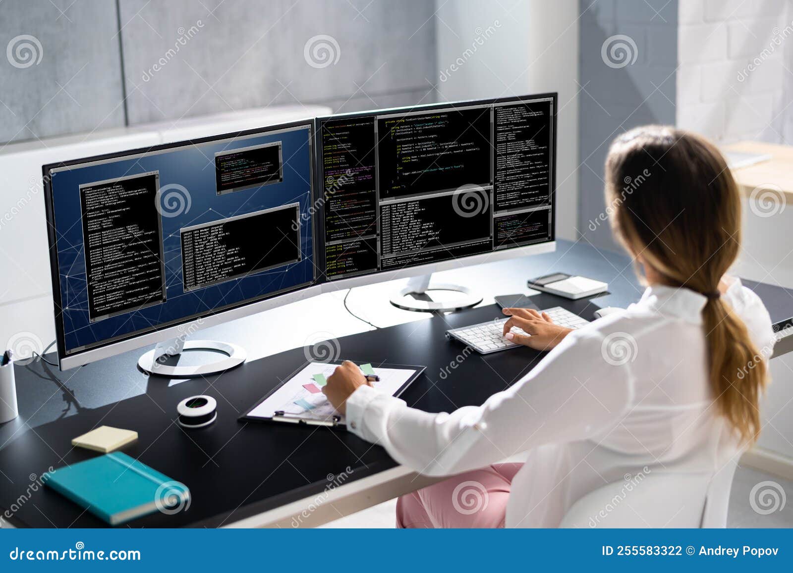 Woman Programmer. Girl Coding Stock Photo - Image of coding, programmer ... Woman Programmer. Girl Coding Stock Photo - Image of coding, programmer ...