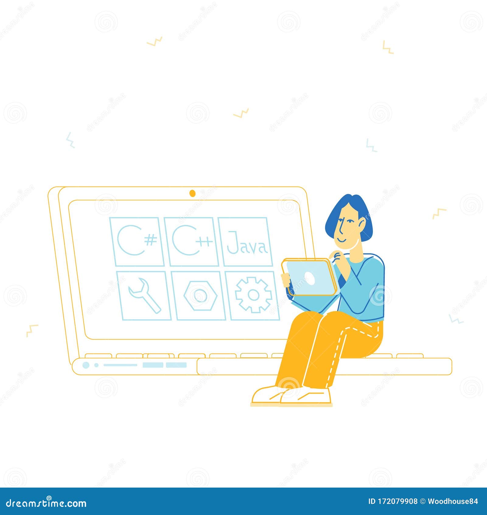 Online Project Css Html Coding And Programming Cartoon Vector 156134505