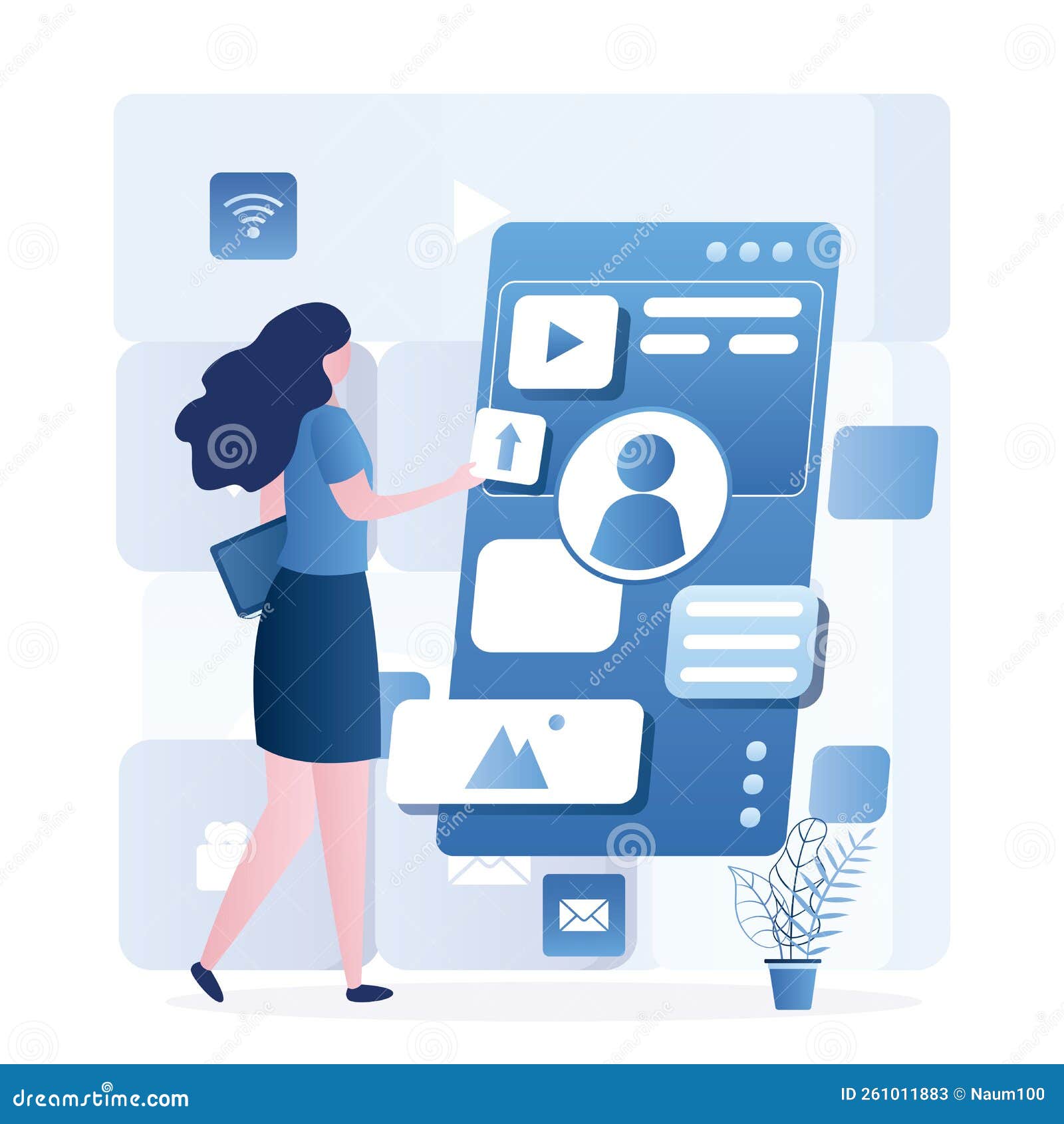 Ui Designer Creates Structure Of Information Blocks Of Mobile App Male Programmer Writes