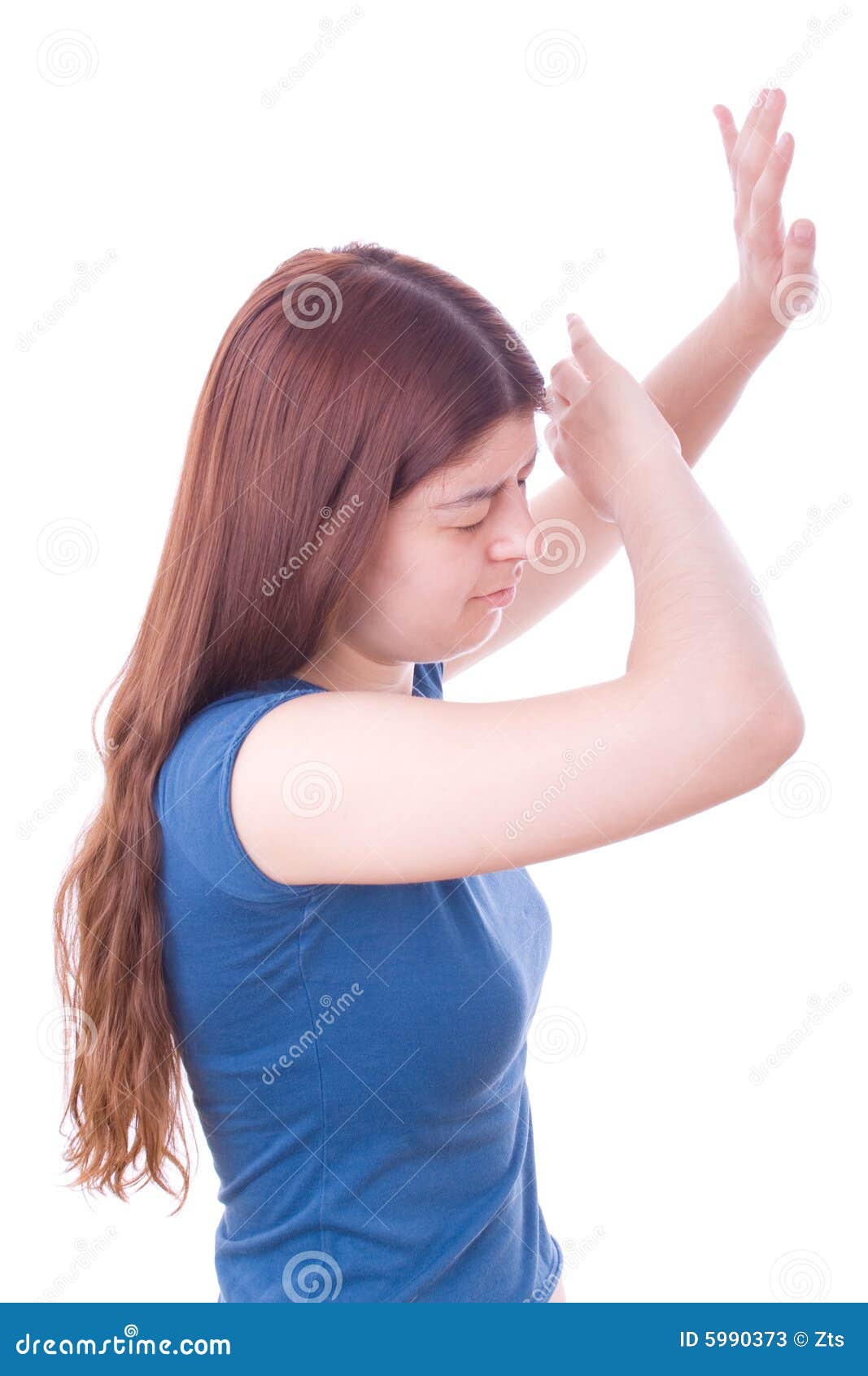 Woman protecting herself stock image. Image of protecting - 5990373
