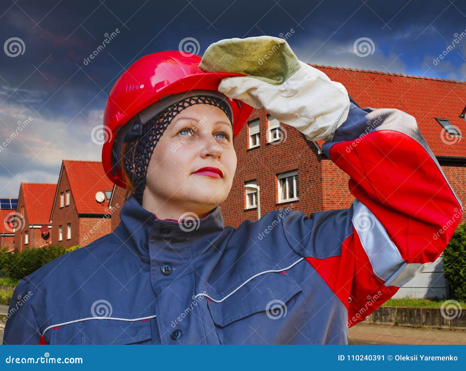 The Woman in Protective Working Clothes. Labor Protection . Stock Image ...