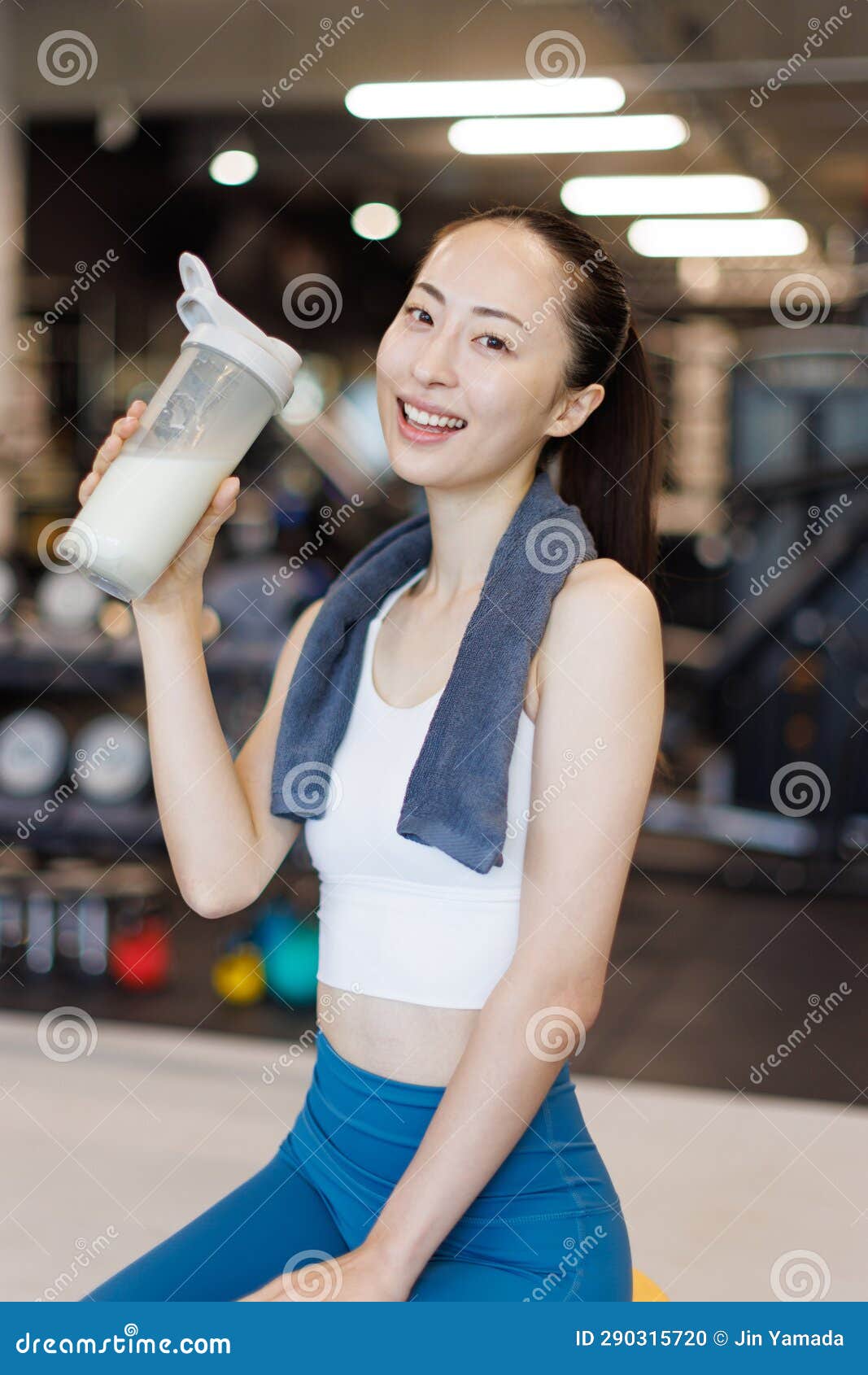 Woman with Protein Shake at Gym Stock Photo - Image of protein, shake ...