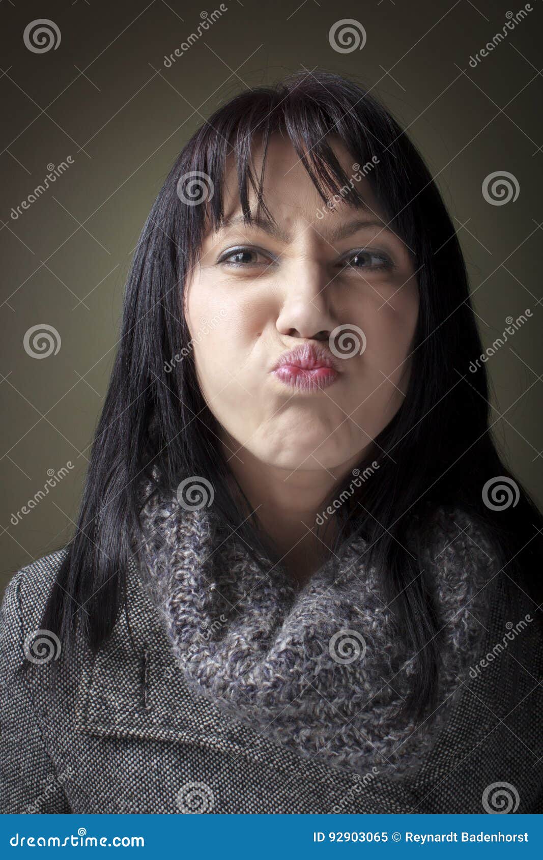 Woman with puckered lips stock image. Image of look, black - 92903065