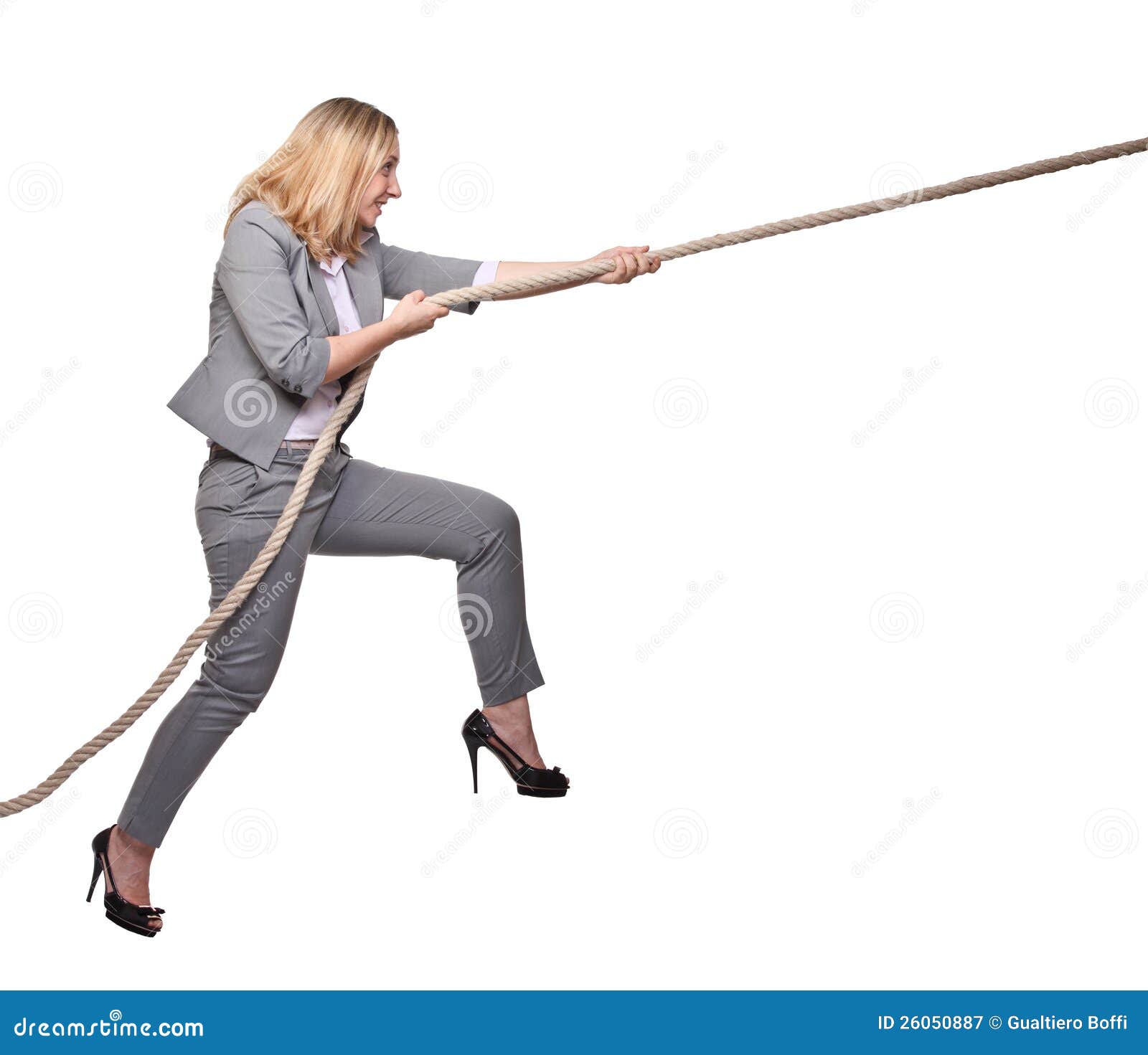 Woman pull the rope stock image. Image of business, white - 26050887