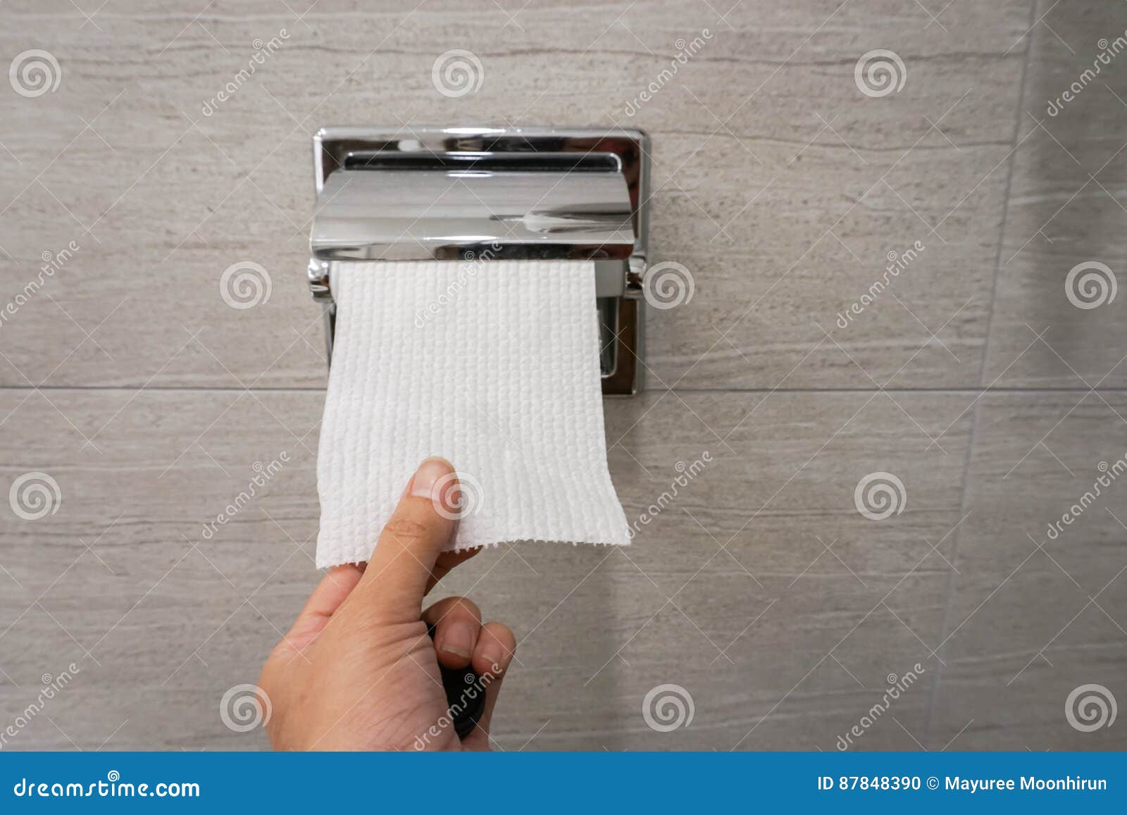 Woman Pull White Tissue Roll for Sanitary Stock Photo - Image of ...