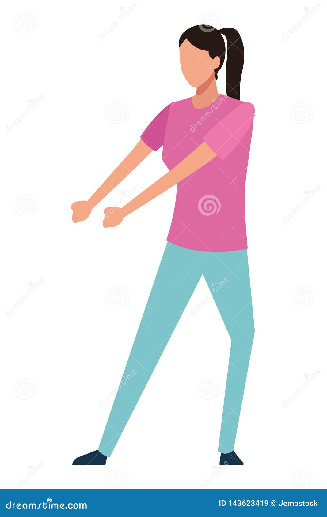 Woman pulling cartoon stock vector. Illustration of computer - 143623419